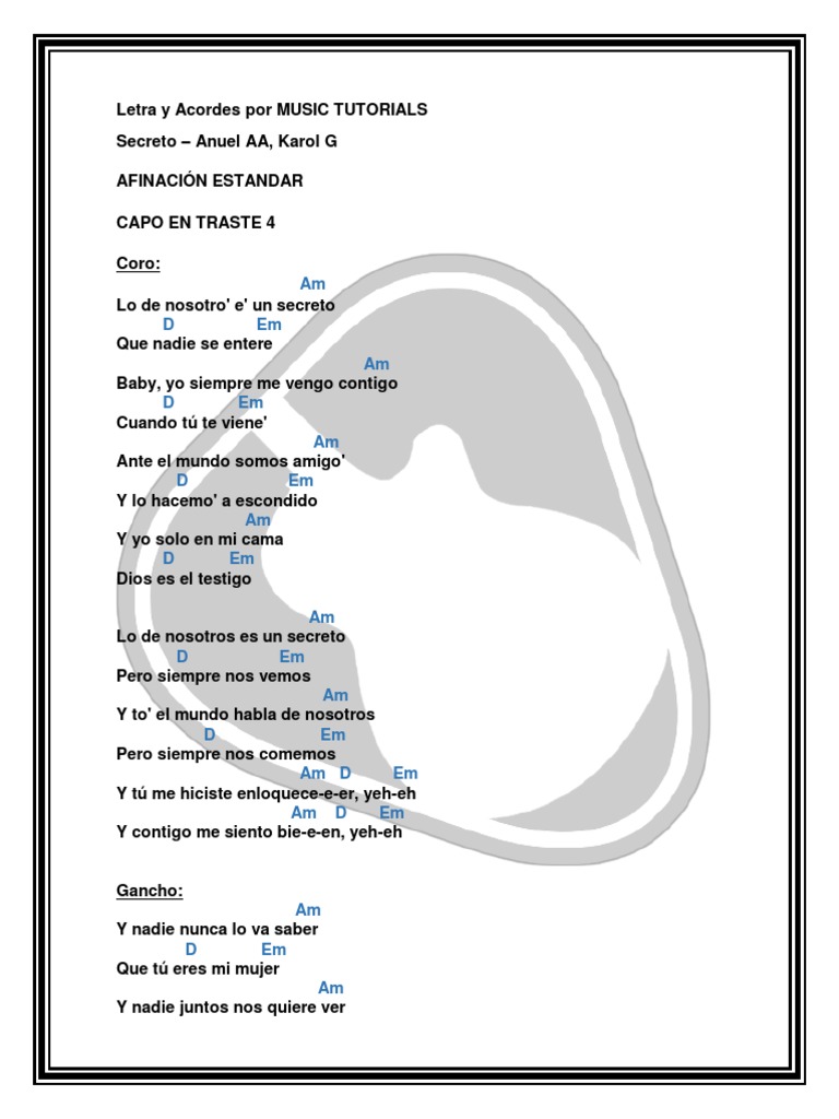 Secreto Anuel AA, Karol G Letra y Acordes by MUSICTUTORIALS | PDF