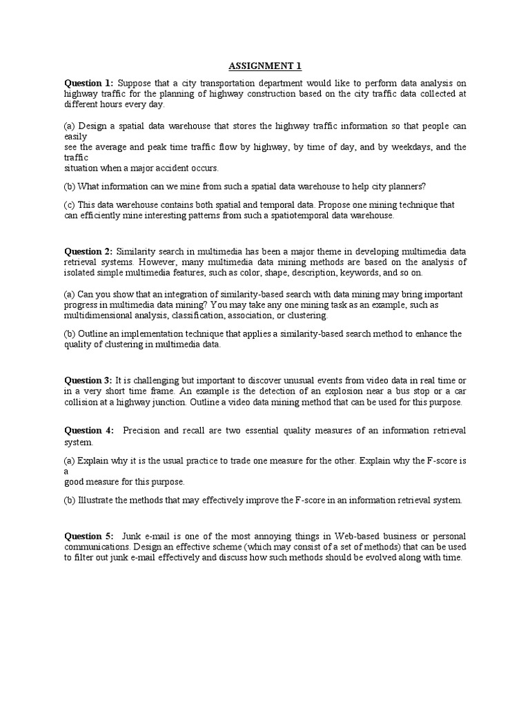 Data Warehousing and Data Mining Assignment PDF | PDF