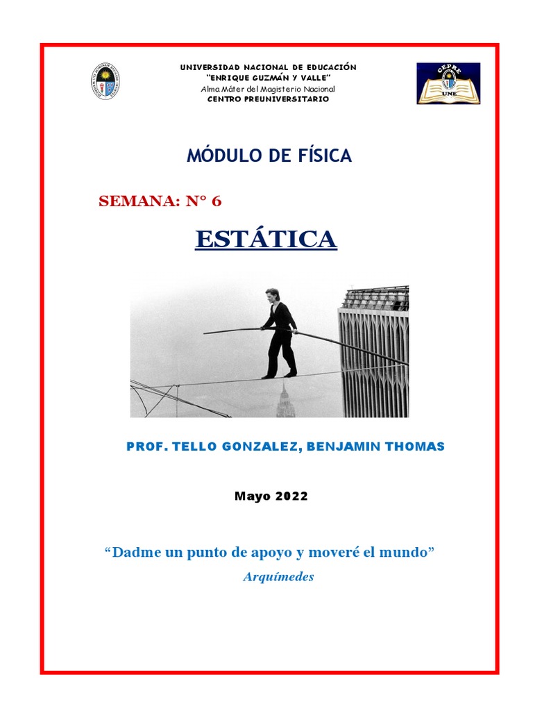 Semana 6 Física Estática - Cepreune | PDF | Fuerza | Las leyes del movimiento de Newton