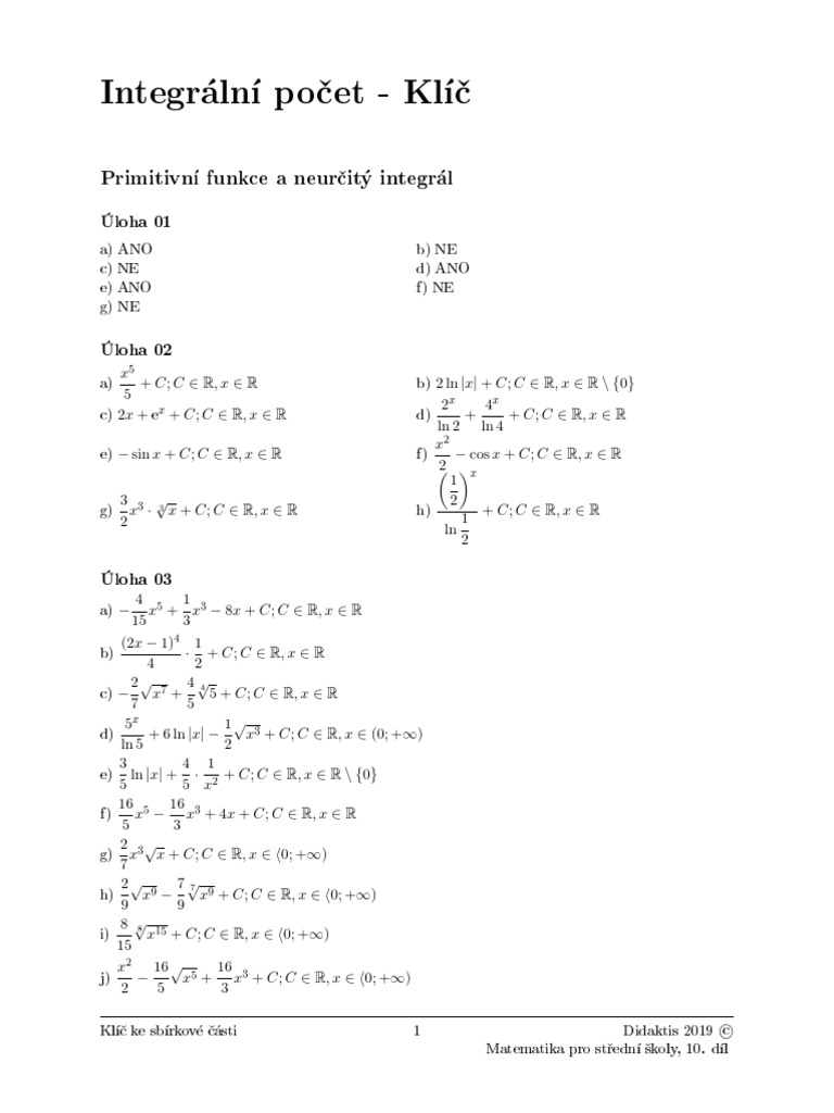 Klic - Mat 10 Dil - Integralni Pocet | PDF