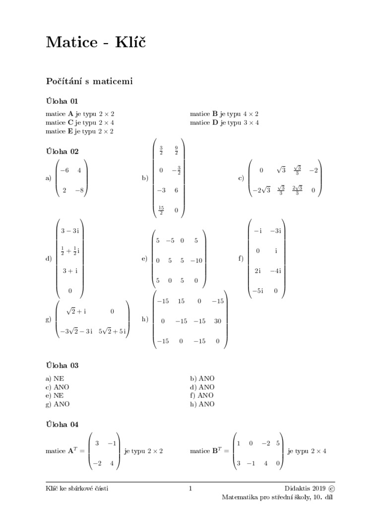 Klic Mat-10-Dil Matice | PDF