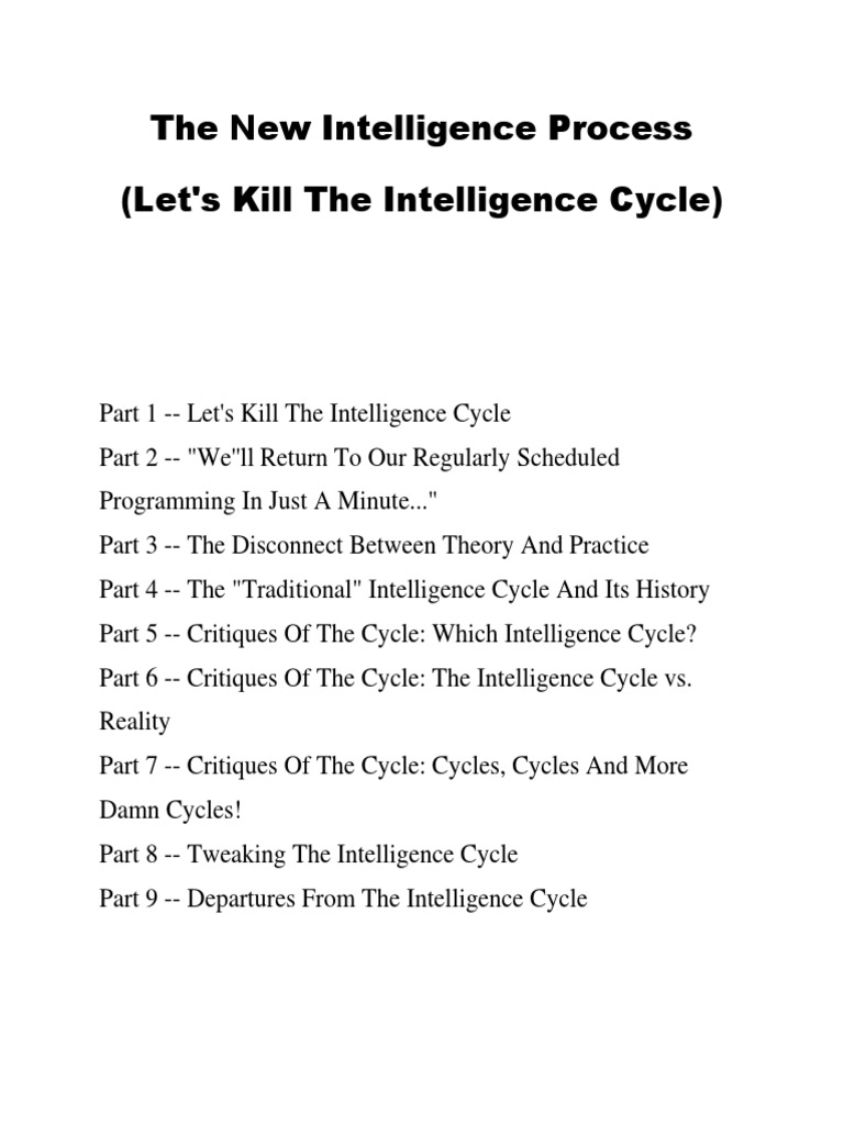 Rethinking the Intelligence Cycle | PDF | Intelligence Analysis ...