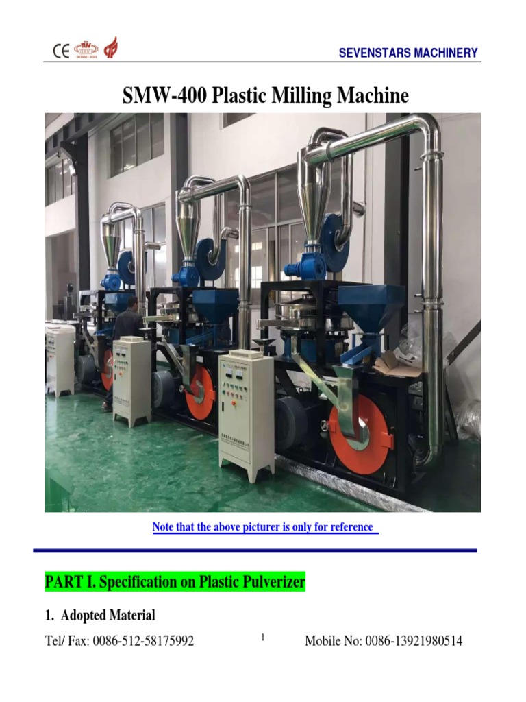 SMW-400 Plastic Pulverizer | PDF | Belt (Mechanical) | Machines