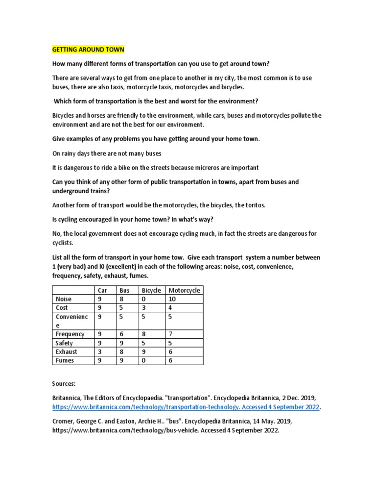 Getting Around Town | PDF