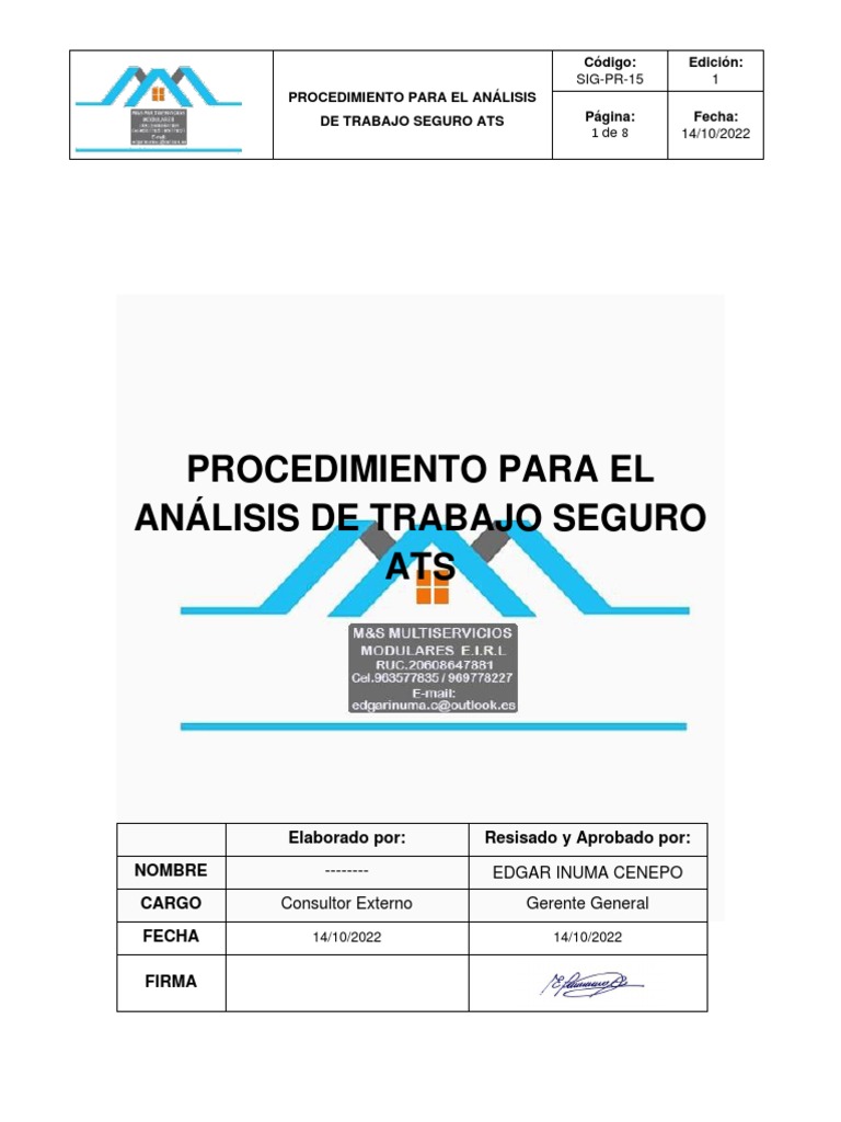 SIG-PR-15 PROCEDIMIENTO PARA ANÁLISIS DE SEGURIDAD EN EL TRABAJO AST ...