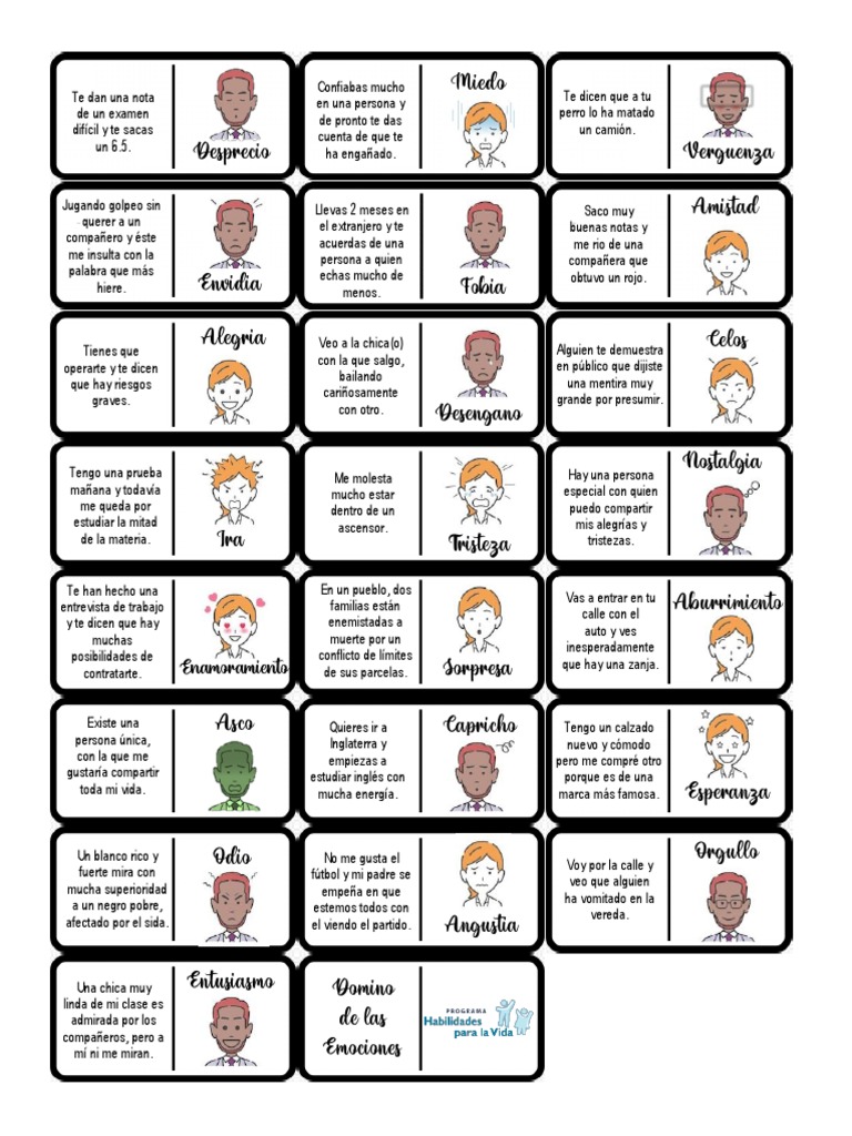 Dominó de Emociones para Niños | PDF