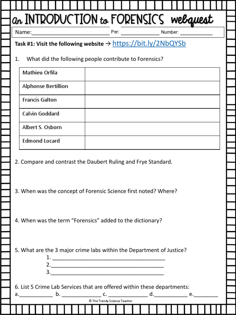 Student Copy Forensics Webquest | PDF | Forensic Science | Criminal Law