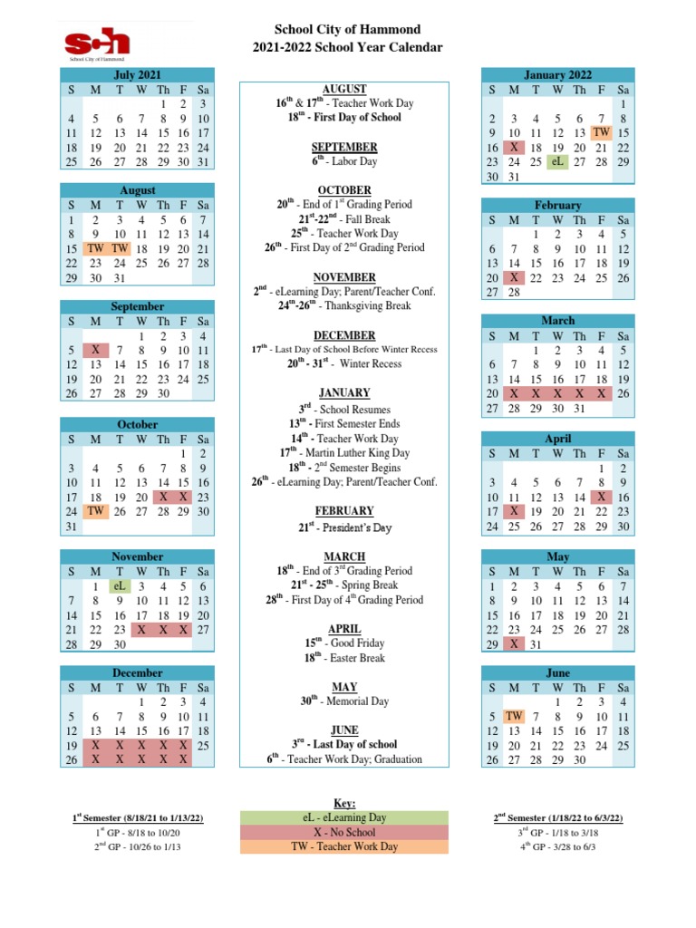 Hammond Central School Year Calendar | PDF