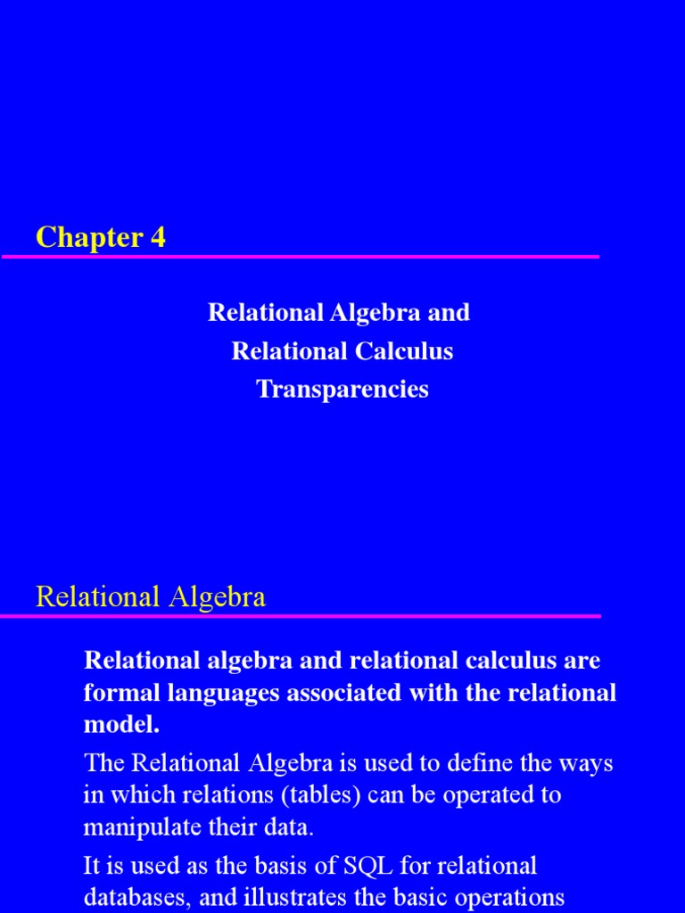 Relational Algebra and Relational Calculus | PDF | Relational Model ...