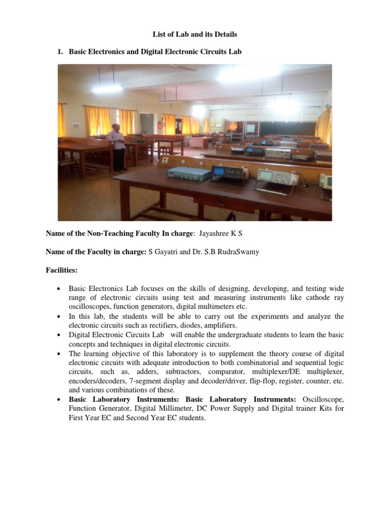 List of Lab and Its Details | PDF | Electronics | Digital Electronics