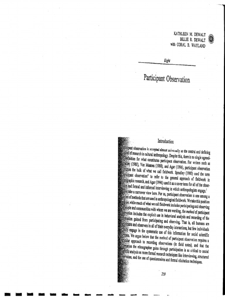 DeWalt and DeWalt, Participant Observation - A Guide For Fieldworkers ...