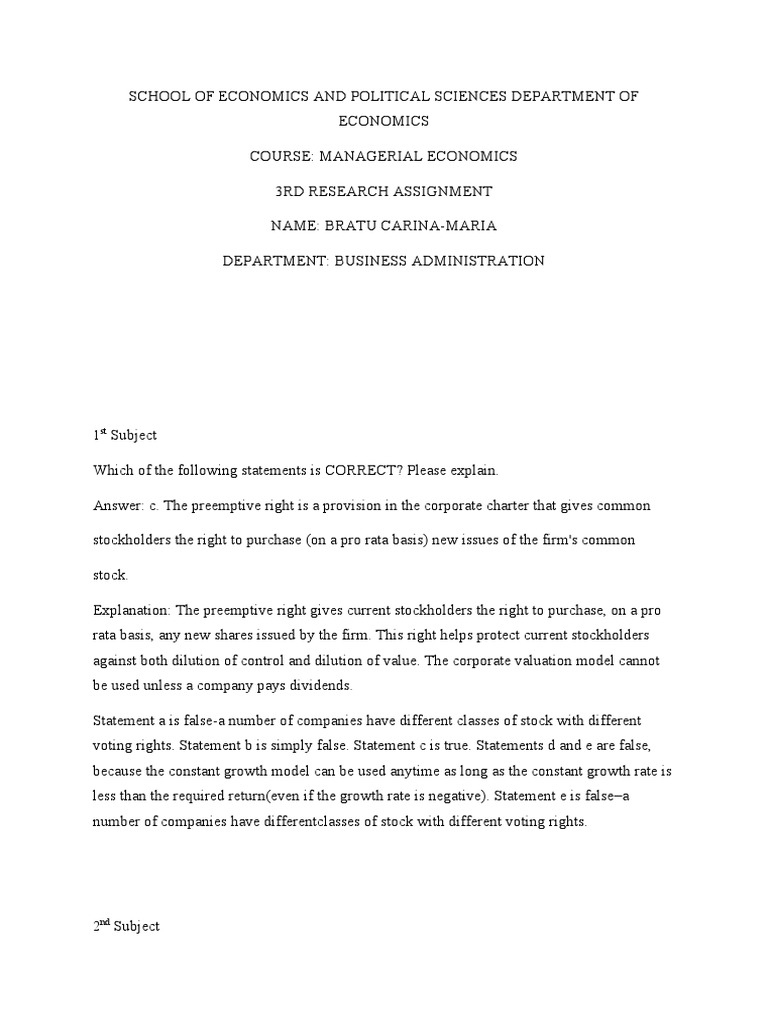 Managerial Economics 3rd Assignment Bratu Carina Maria WORD | PDF ... Managerial Economics 3rd Assignment Bratu Carina Maria WORD | PDF ...