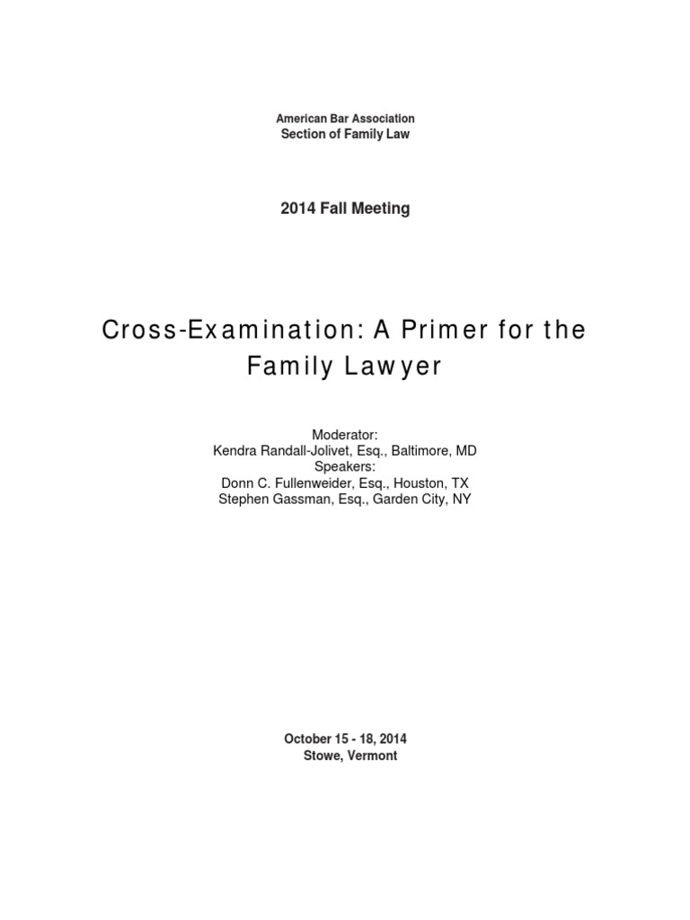 Cross Examination A Primer For The Family Lawyer (PDFDrive) | PDF ...