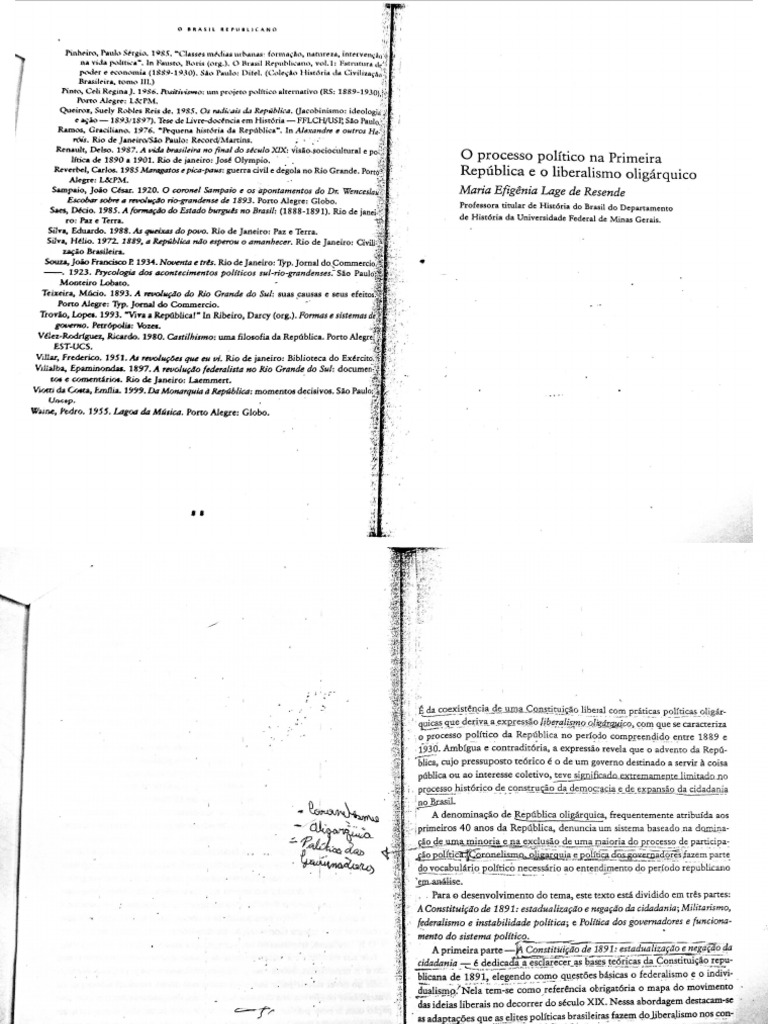 O Processo Político Na Primeira República e o Liberalismo Oligárquico ...