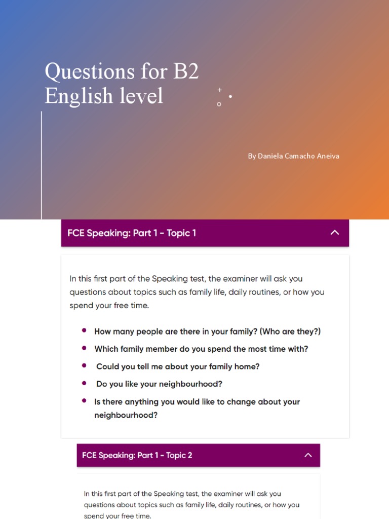 B2 Level Questions | PDF