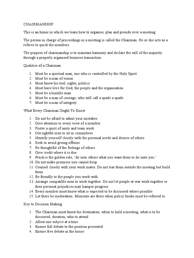 A Comprehensive Guide to Effective Chairmanship and Committee ...