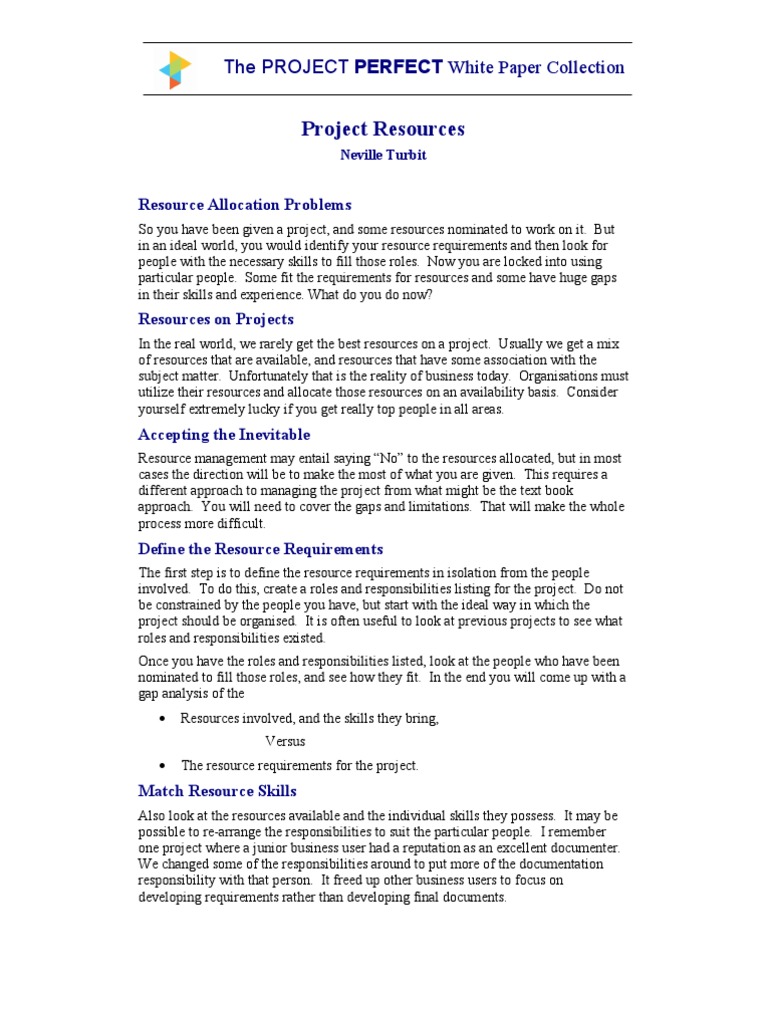 Project Resources: The Project Perfect White Paper Collection | PDF ...