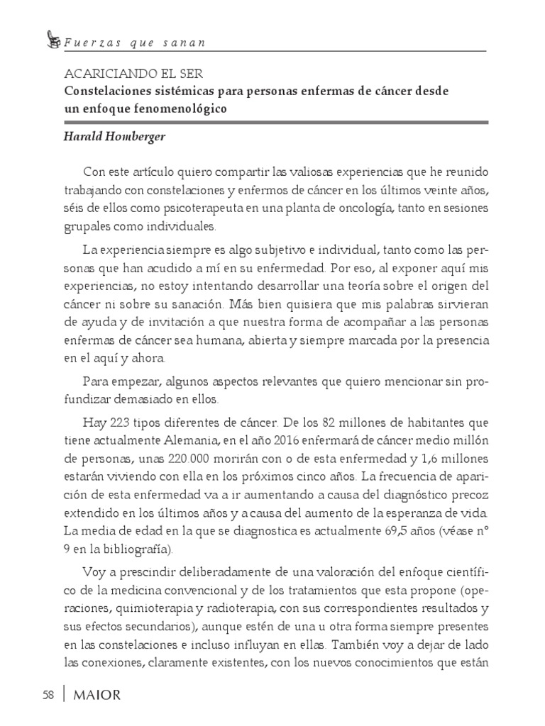 Acariciando El Ser Pdf Cáncer Experiencia