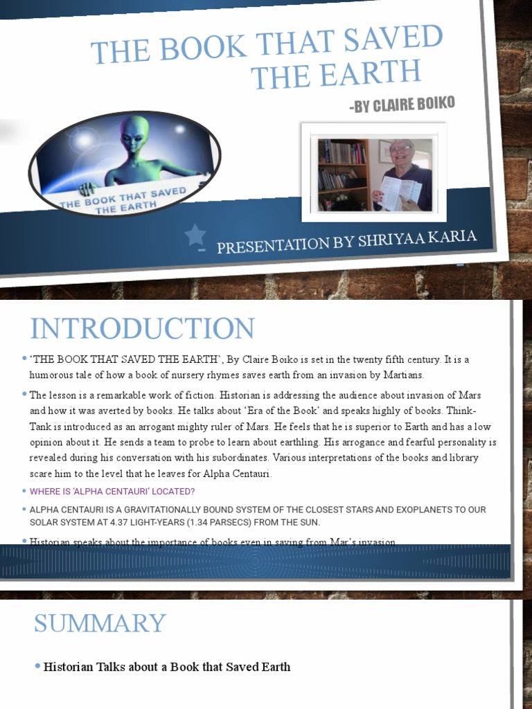 The Book That Saved Earth: Summary & Themes | PDF