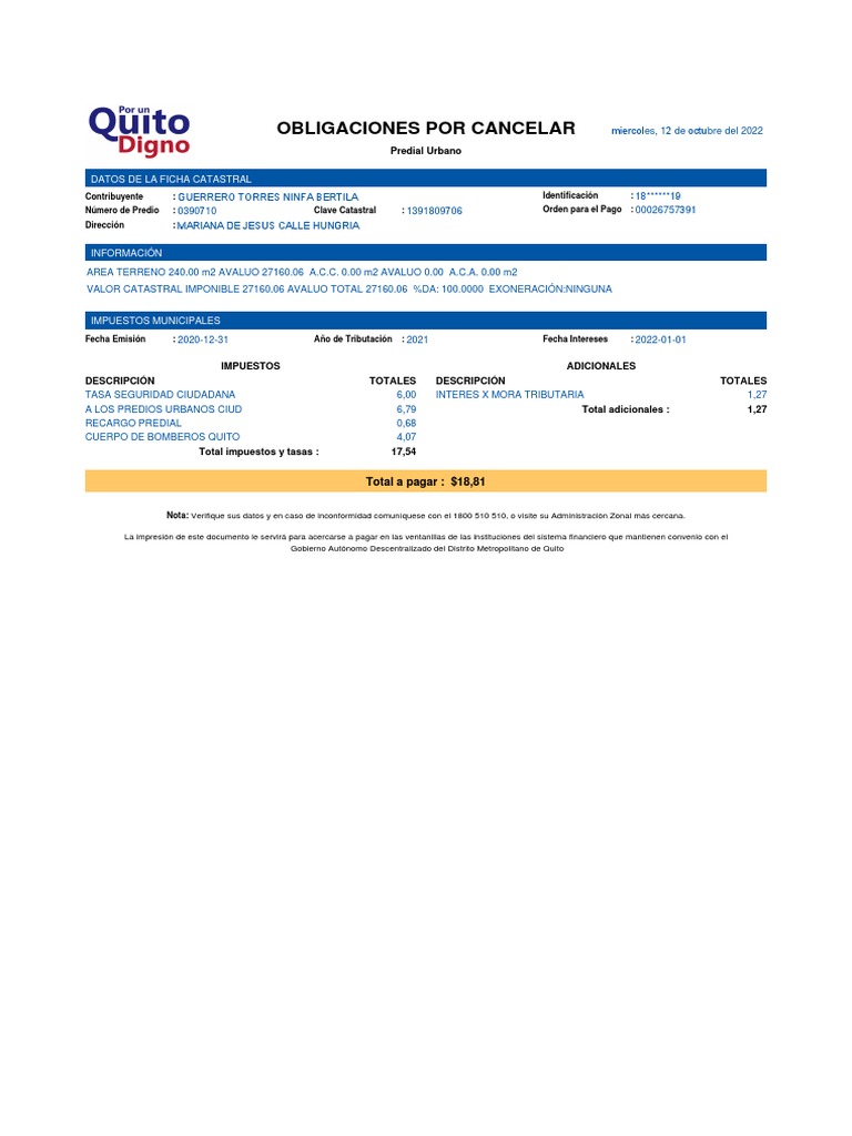 Predio Quito | PDF | Economía política | Pagos
