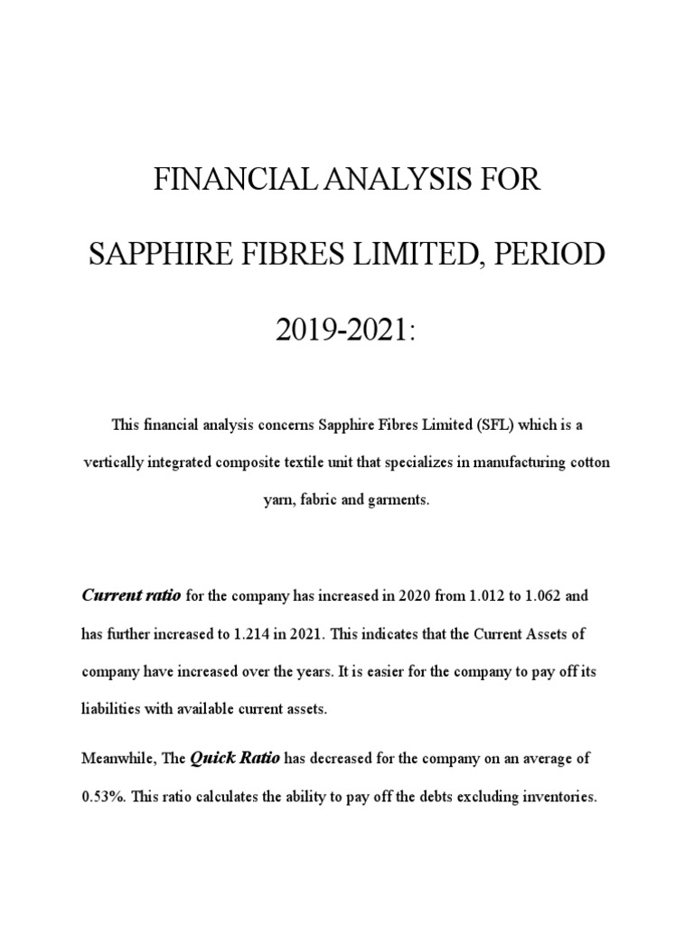 Financial Analysis For Sapphire Fibres Limited | PDF | Debt | Interest