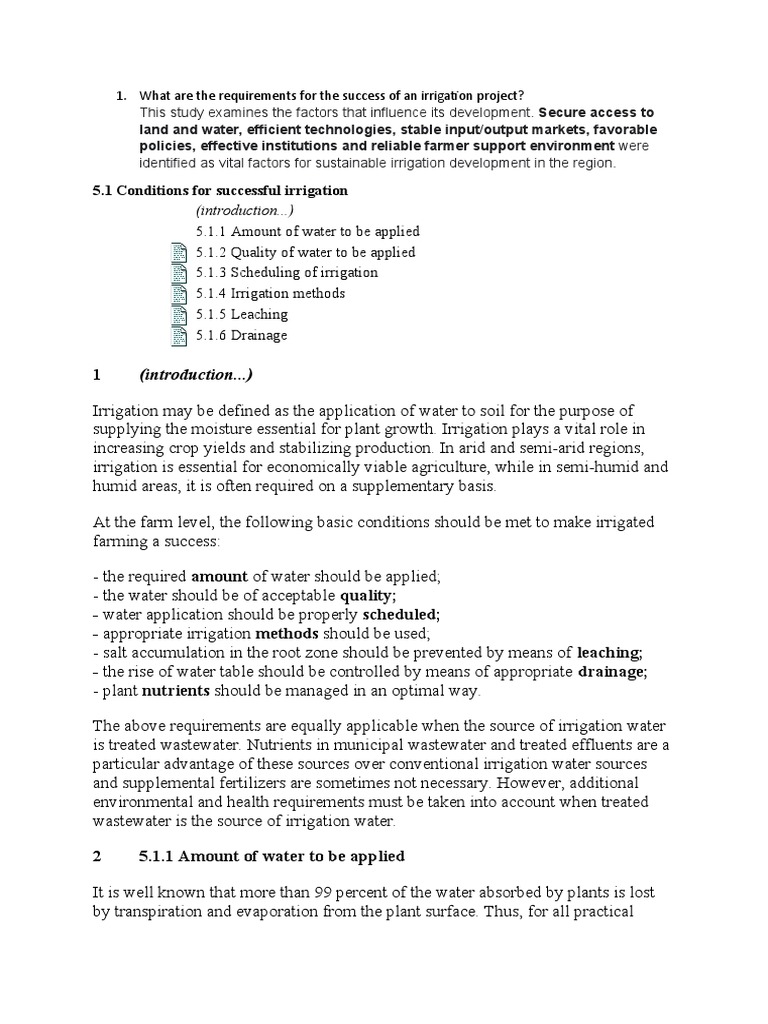 What Are The Requirements For The Success of An Irrigation Project ...
