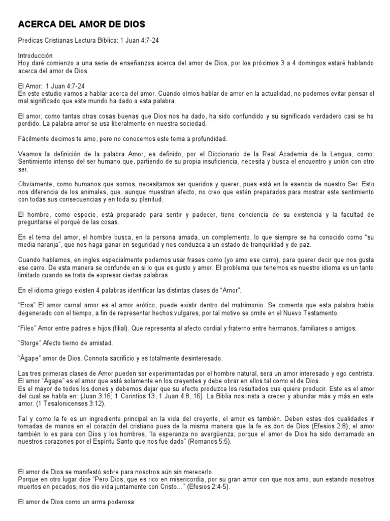 El Amor de Dios: Entendiendo el Ágape | PDF | Amor | Dios