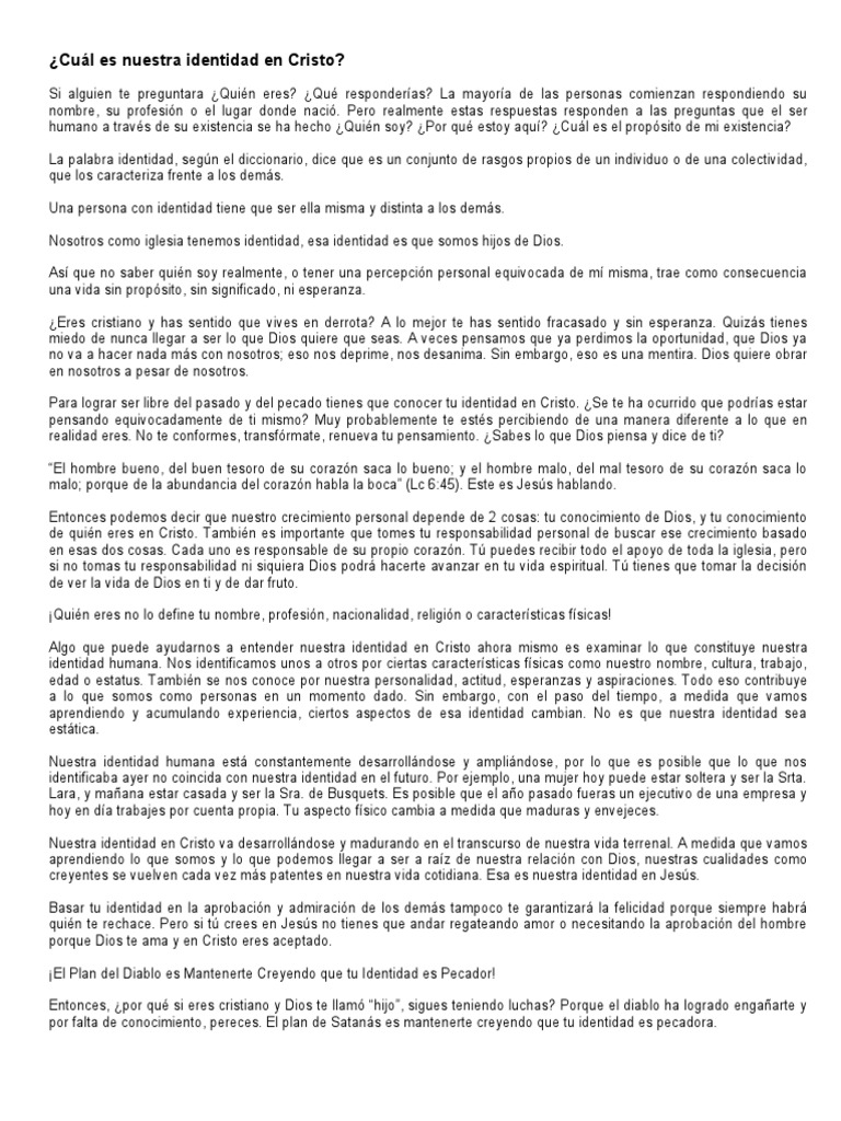 Identidad en Cristo: ¿Quiénes somos? | PDF | Cristo (título) | Jesús