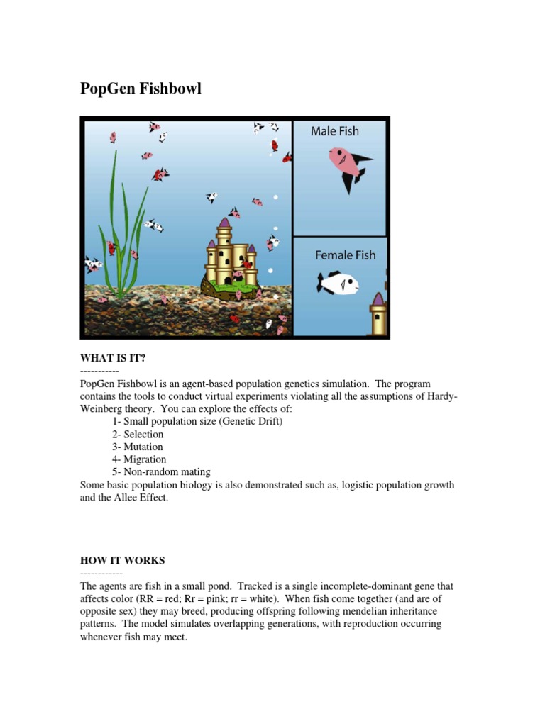 PopGen Fishbowl Info | PDF | Fitness (Biology) | Genotype