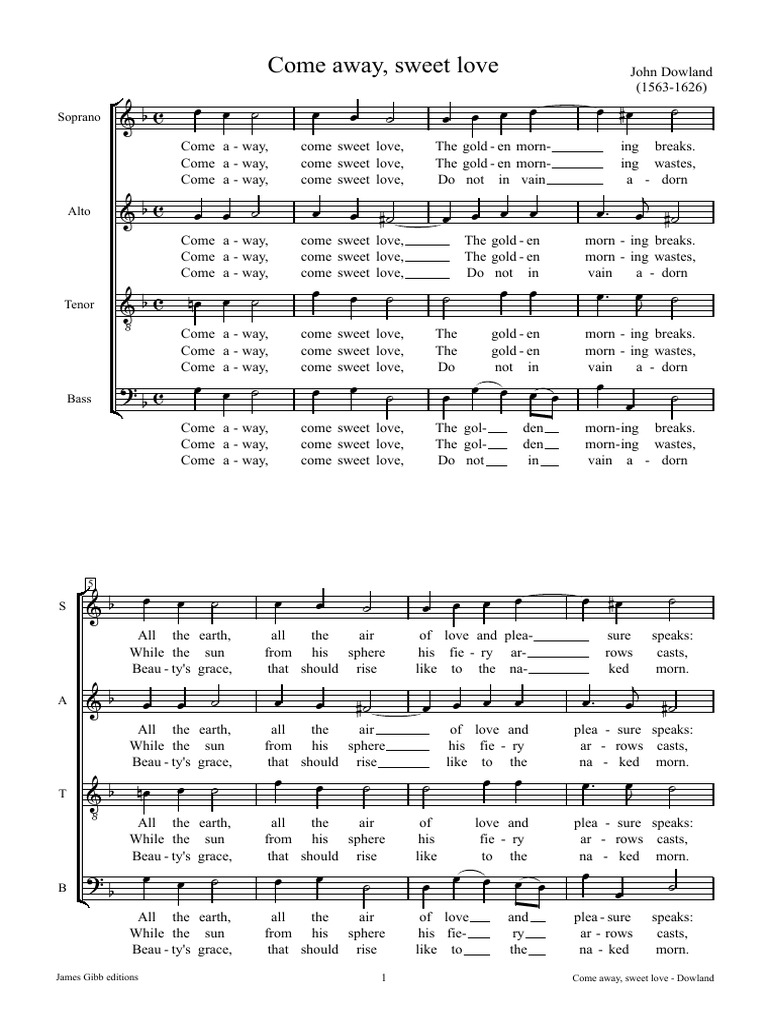 Come Away, Come Sweet Love - Dowland | PDF