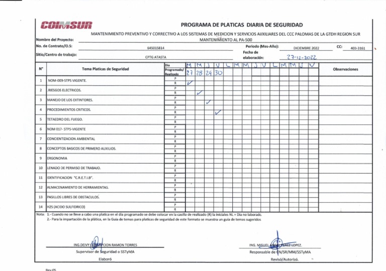 Programa de Platicas de Seguridad | PDF