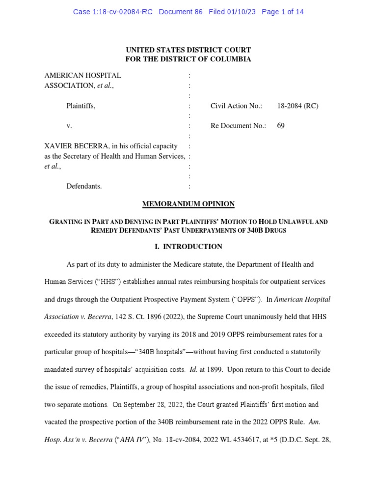 Court Ruling on 340B Drug Reimbursement | PDF | Public Law | Justice