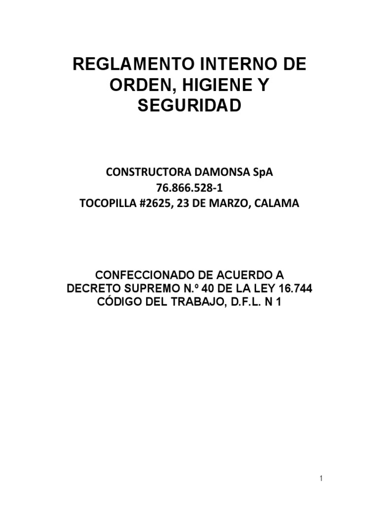 Reglamento Interno de Higiene y Seguridad Actualizado | PDF | Apelación