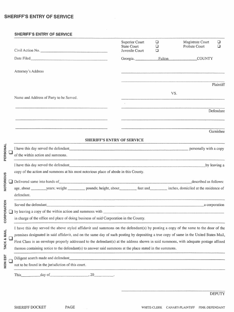 Sheriff's Entry of Service | PDF