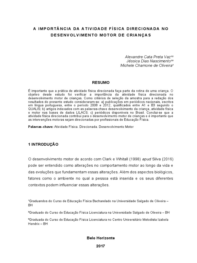 TCC - Comportamento Motor | PDF | Ginástica | Física