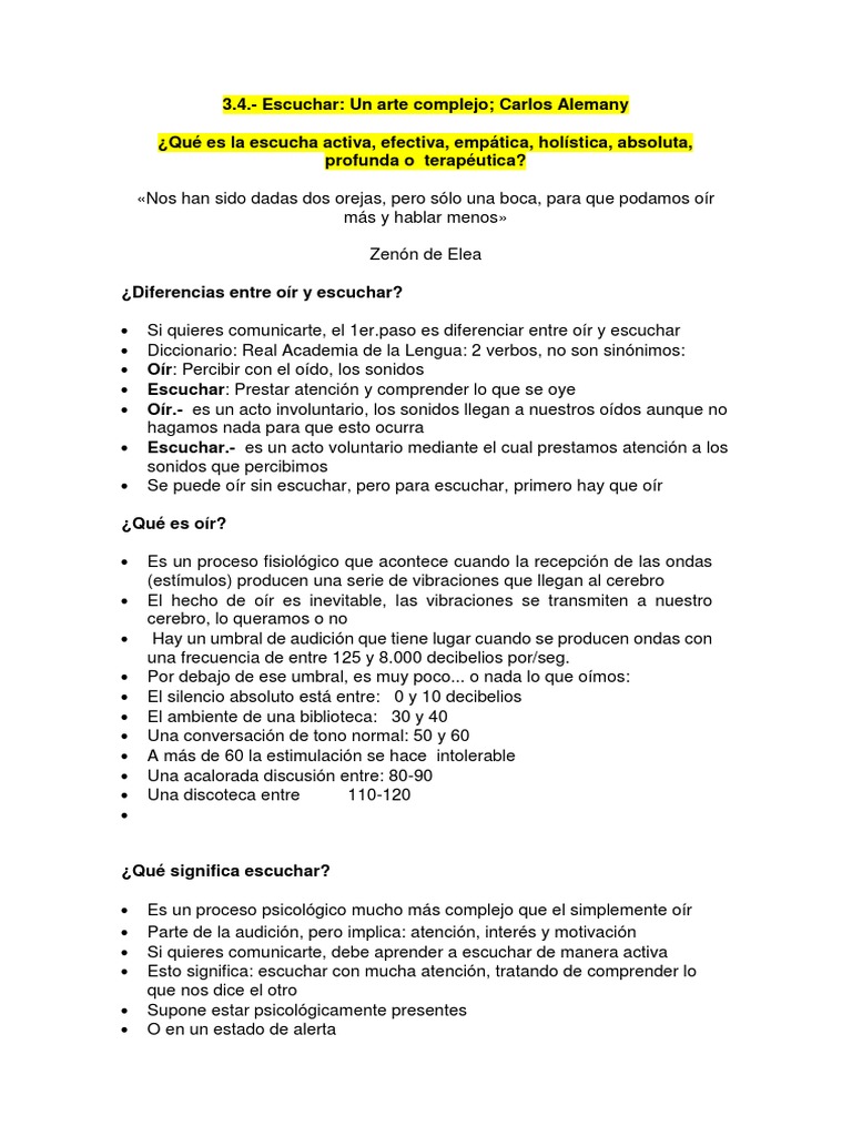 3.4. - Escuchar Un Arte Complejo - Carlos Alemany | PDF | Las emociones ...