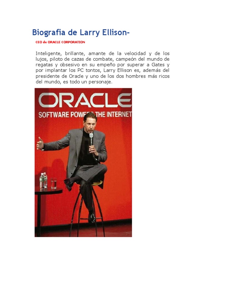 Biografía de Larry Ellison, CEO de Oracle | PDF | Oracle Corporation ...