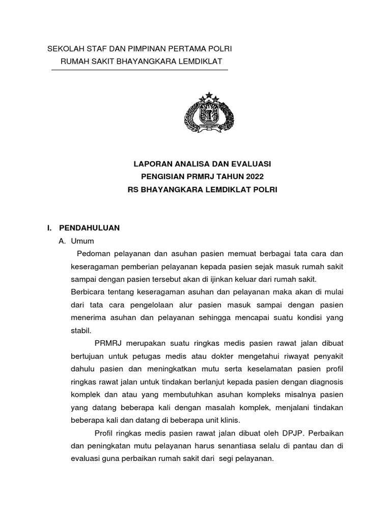 LAP EVALUASI Pengisian PRMRJ Tahun 2022 | PDF