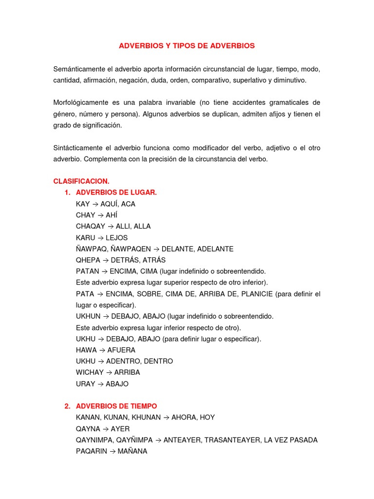 ADVERBIOS | PDF | Adverbio | Unidades Semánticas