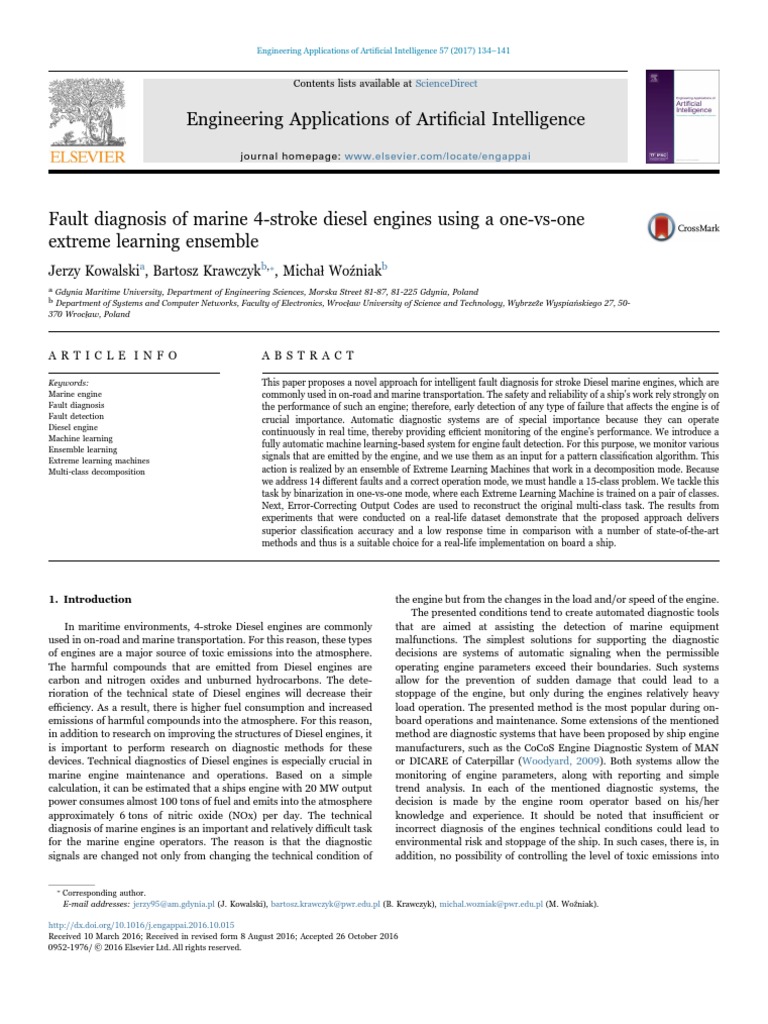 Kowalski2017 - Fault Diagnosis of Marine 4-Stroke Diesel Engines Using ...