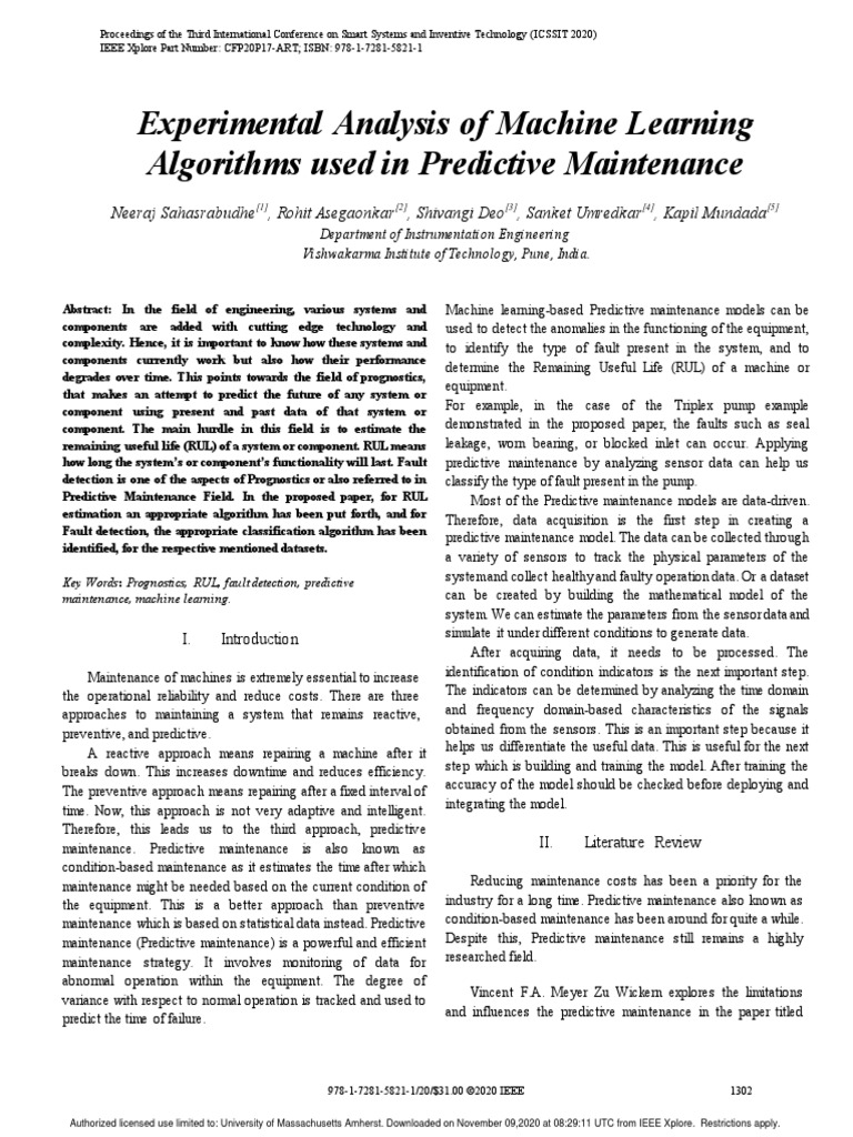 Sahasrabudhe2020 - Experimental Analysis of Machine Learning | PDF | Machine Learning | Computing