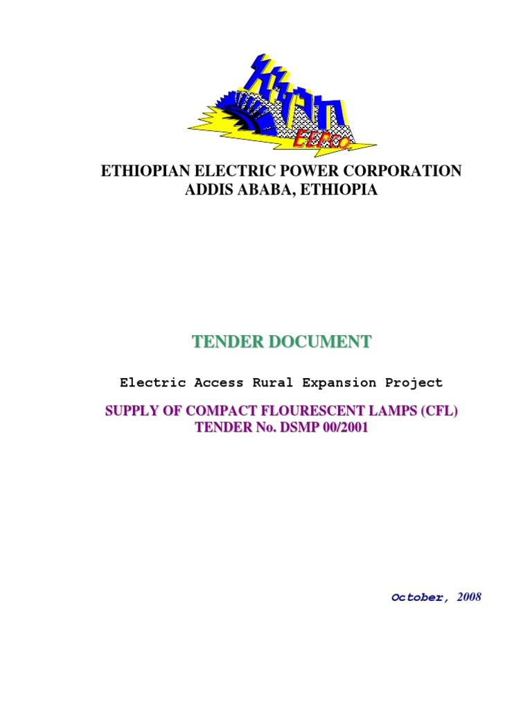 Ethiopian Electric Power Corporation Addis Ababa, Ethiopia: T E N D E R ...