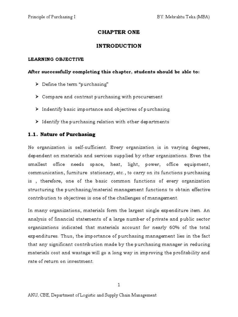 Purchasing 1 Module | PDF | Supply Chain | Supply Chain Management