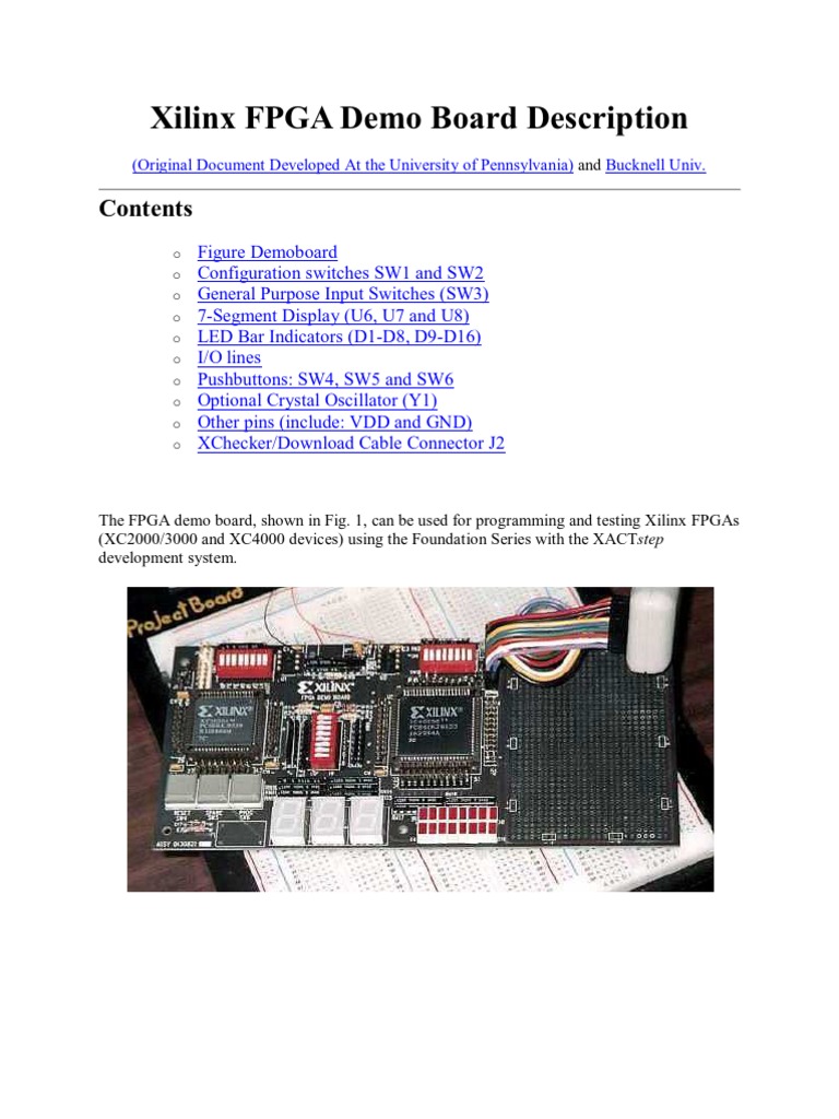 Xilinx FPGA Demo Board Description | PDF | Field Programmable Gate ...
