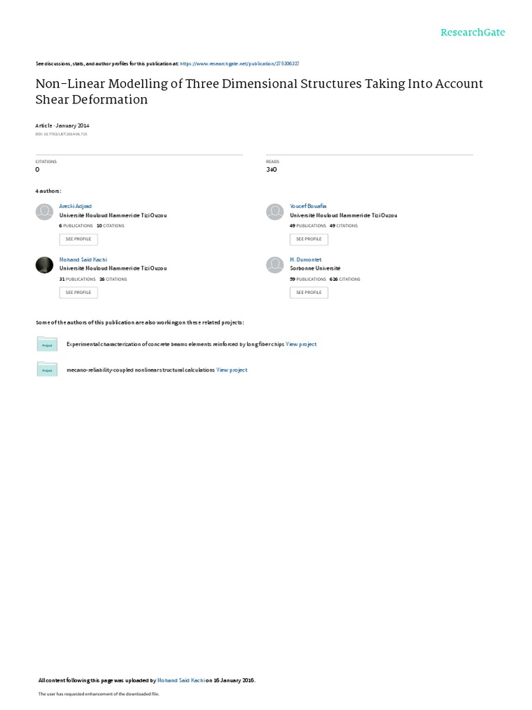 Non-Linear Modelling of Three Dimensional Structur | PDF | Deformation ...