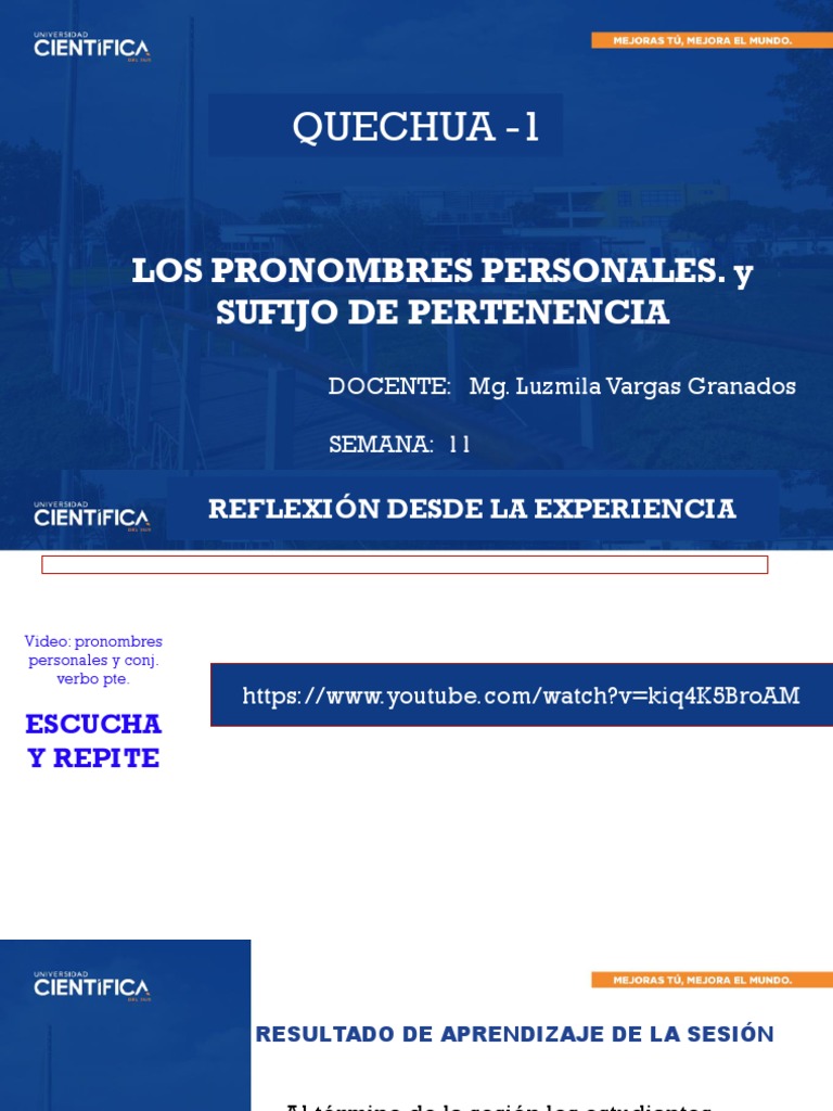 Q1 Clase 11-Pronombres-Conjug - Verbo Pte. | PDF | Verbo | Plural