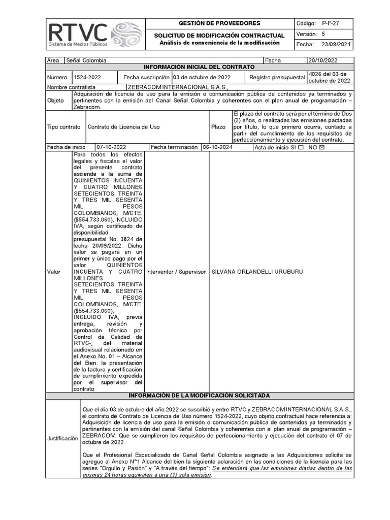 Formato Solicitud de Modificación | PDF | Colombia