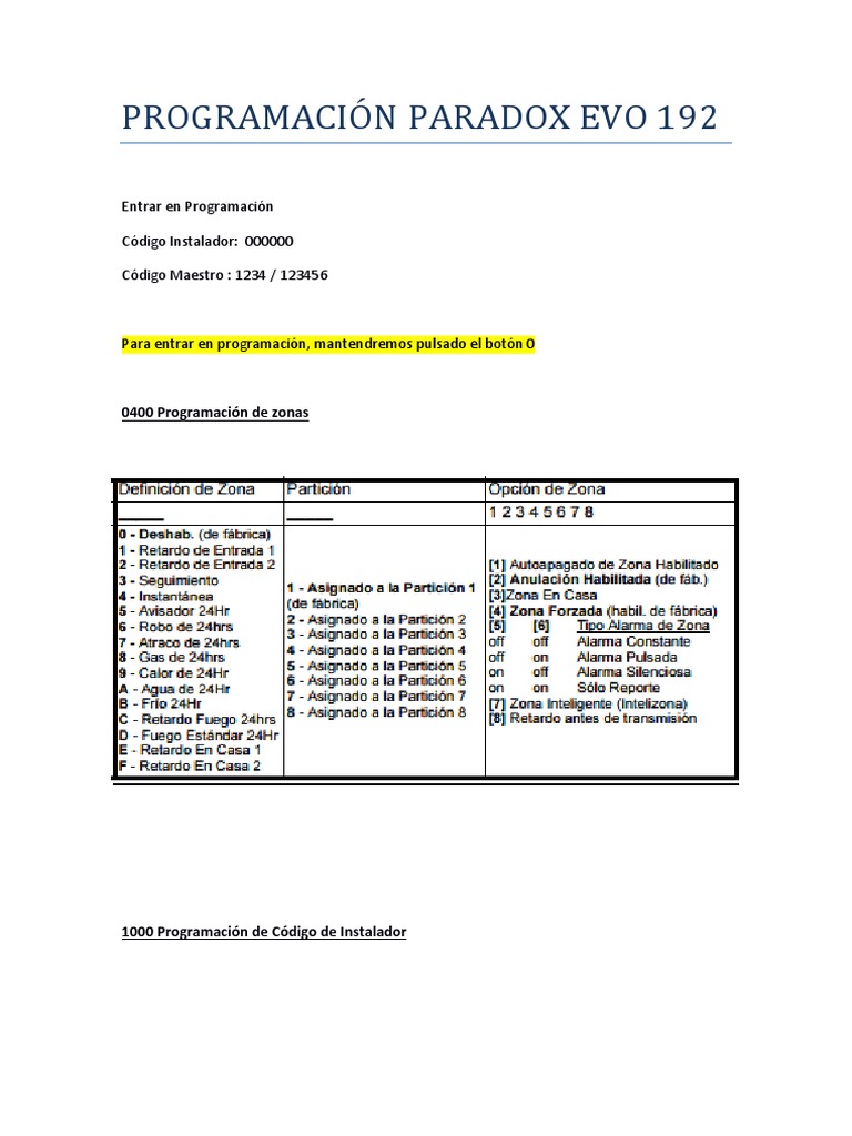 PROGRAMACIÓN PARADOX EVO 192 v1 | PDF | paquete general de Radio ...