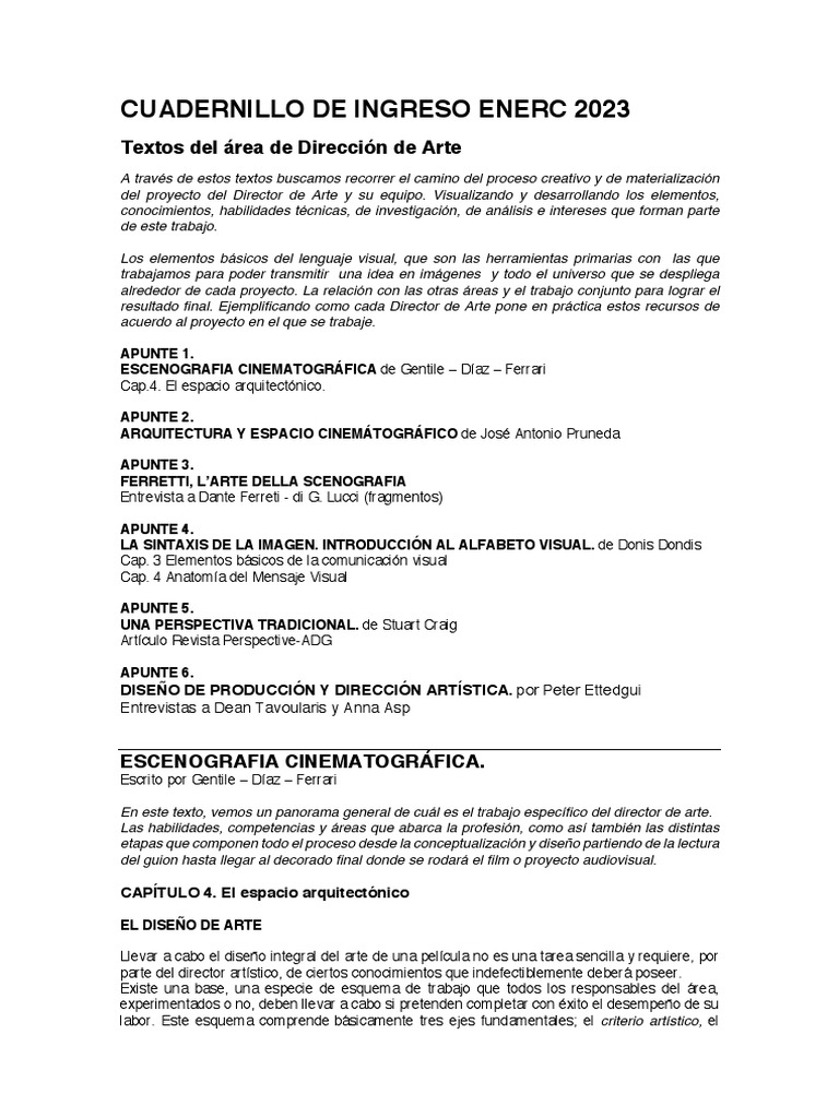04.ARTE. Cuadernillo Texto Ingreso ENERC 2023 v1 | PDF | Diseño | Dibujo