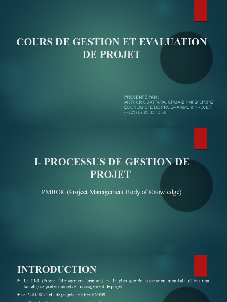 Cours de Gestion Et Évaluation de Projet | PDF | Gestion des risques | Planification